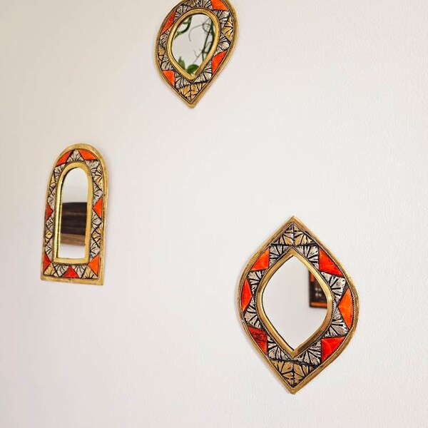 Small Moroccan Mirror With Doors, Bohemian Wall Decor, Ethnic Art for ...