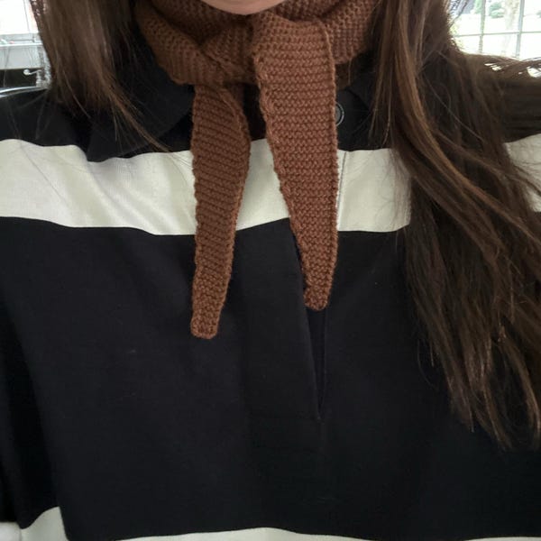 Cinnamon Brown Handknit Sophie Scarf V1 | Small Knitted Scarf ...