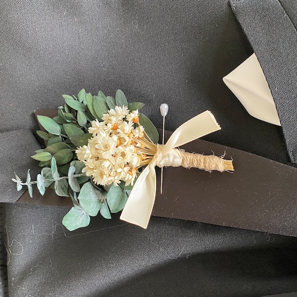 Eucalyptus Boutonniere, Groomsmen Pins Greenery, Natural Boho Wedding ...