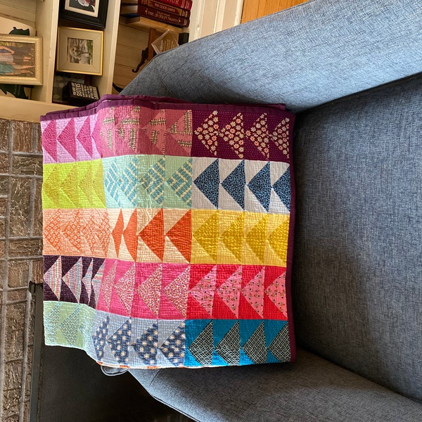 Red, Blue & Yellow Quilt - Etsy