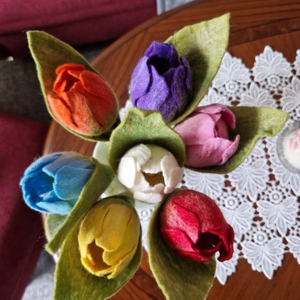 Colourful Tulips Felted by Hand - Etsy