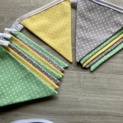 Handmade Fabric Mini Bunting, Nursery Decoration, Girls Bedroom, Kids ...