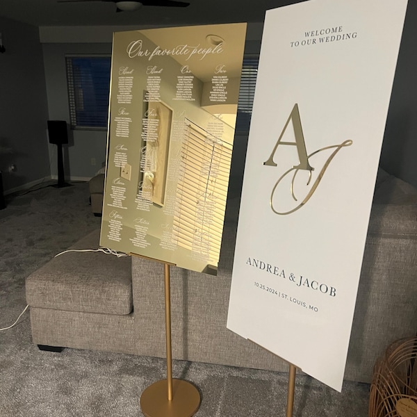 Gold Mirror Seating Chart - Acrylic Seating Plan - Wedding Seating ...