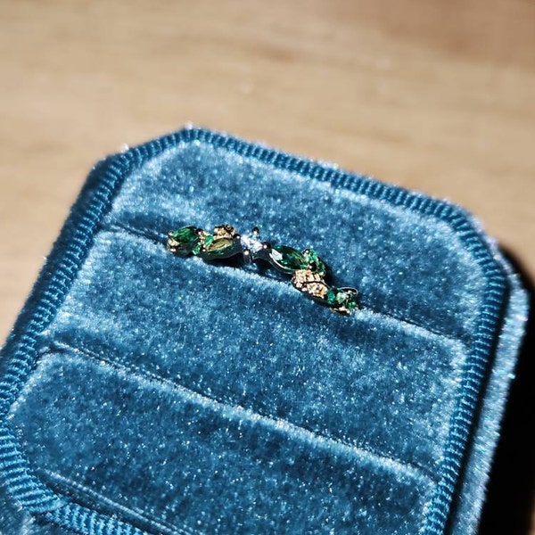 Color Changing Gemstone Ring, 6x8mm Emerald Cut Alexandrite Wedding ...