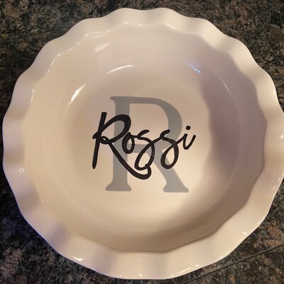 Custom Ceramic Deep Dish Baker or Pie Server Monogrammed Name,logo ...