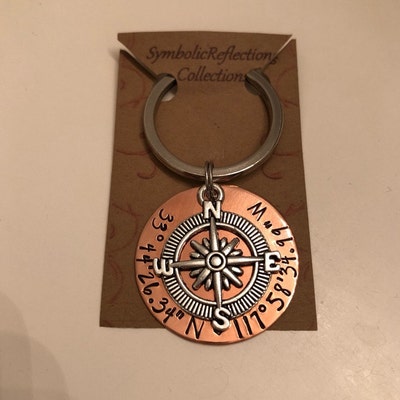 Personalized Coordinates Key Chain, Latitude, Longitude, GPS Key Chain ...