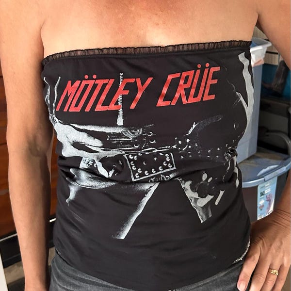 Motley Crue Girls Girls Girls Print Mini Dress Fishnet Sleeves Tunic ...