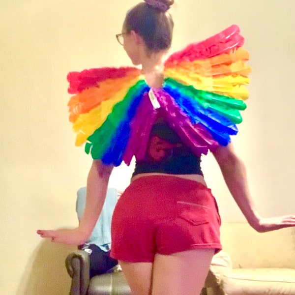 Rainbow PRIDE Feather Wings - Carnival Costume Festival Wings, LGBTQ ...