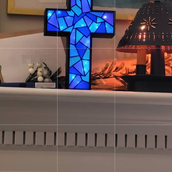 Stained Glass Cross (lit With Fairy Lights) - Etsy