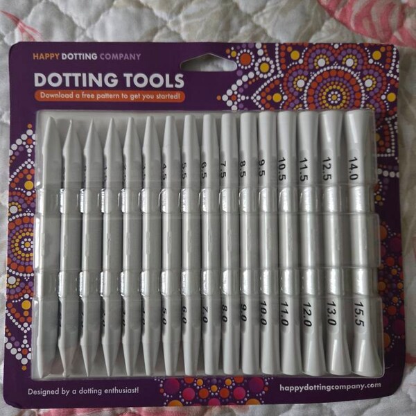Mandala Dot Painting Tools: 16pc Double Ended Set With Easy Read Sizes ...