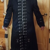 Men Handmade Black Embroidery BLACK Military Napoleon Zip Jacket 100% ...