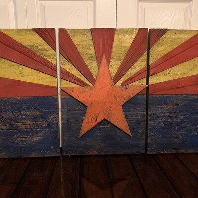 Arizona Flag, Arizona Wood Flag, Rustic Reclaimed Wood Arizona Flag ...