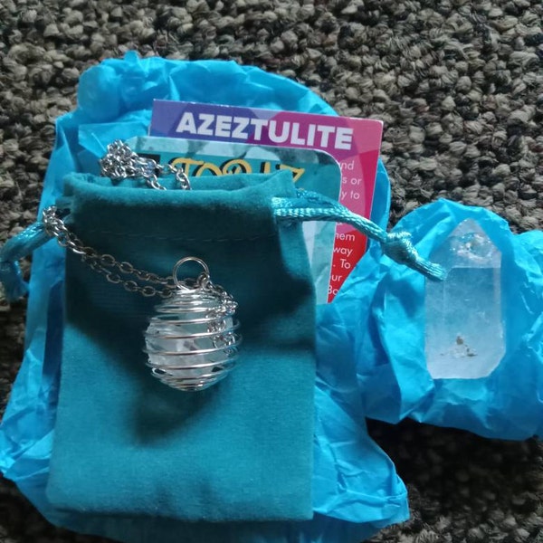 MEGA METAPHYSICAL SET With Wood Display Case Azeztulite, Merlinite ...