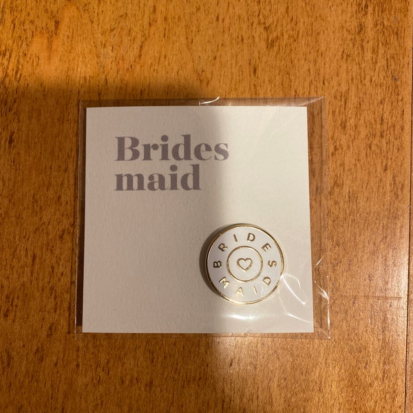Maid of Honor Enamel Pin – White and Gold - Etsy