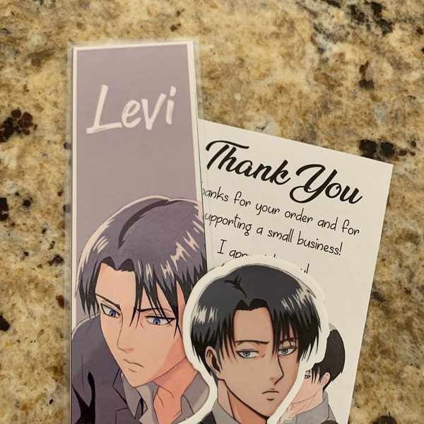Glossy Laminated Bookmark Levi Ackerman Eren Jaeger Erwin Smith Attack ...