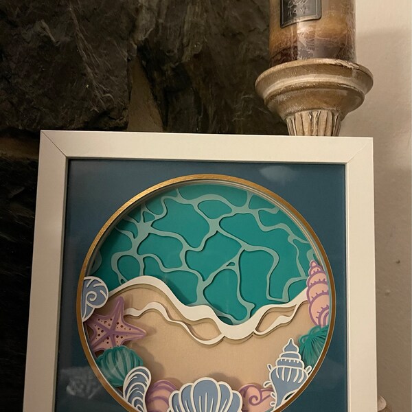 3D Beach Shadow Box, Seashells Shadow Box, Mussels 3D SVG, Starfish ...
