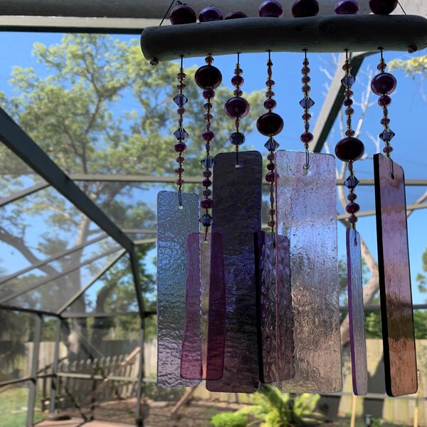 Glass Wind Chime Purples and Greens and Colorful Glass Beads to Delight ...