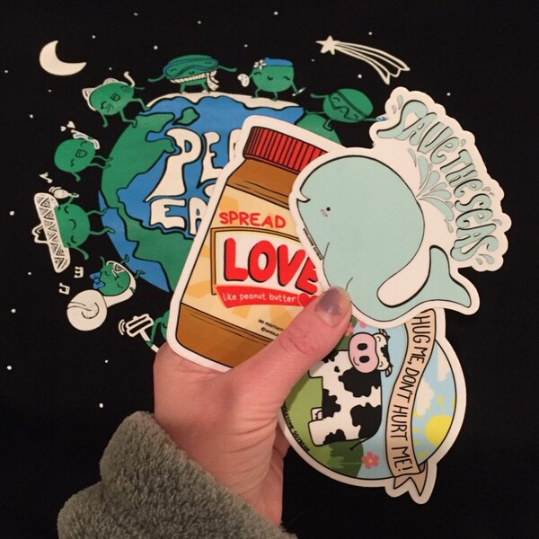 Earth Day Vegan Activism Sticker-"eat Plants"- Herbivore Sticker, Plant ...