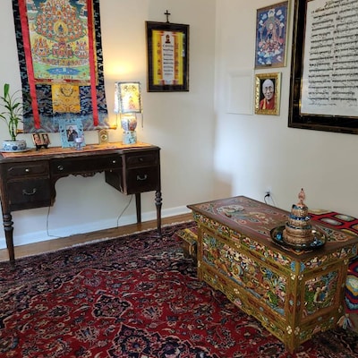 Tibetan Finest Buddhist Chokchi Wooden Carved Foldable Tea Table Nepal ...