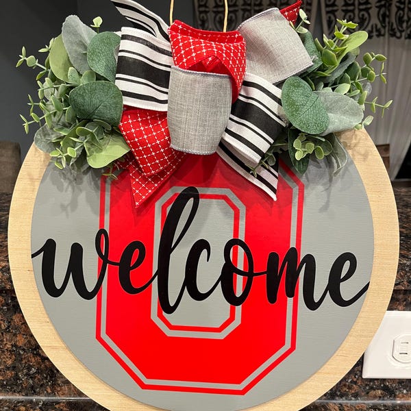 Ohio State Door Hanger | Ohio State Buckeyes | Ohio State Wreath ...
