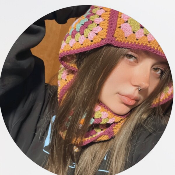 Black and White Granny Square Crochet Balaclava, Hand Knitted Present ...