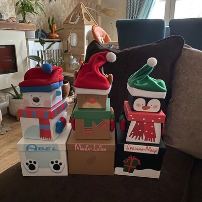 Kids Christmas Eve Box Personalised Customised Stacking Gift Boxes ...