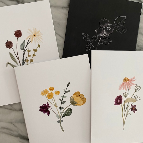 Wildflower Set of 12 | Greeting Card Collection With Envelopes - Etsy