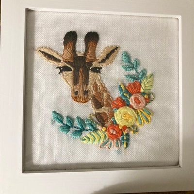 Buy Giraffe Beginner Hand Embroidery Pattern, DIY Animal Hoop Art ...