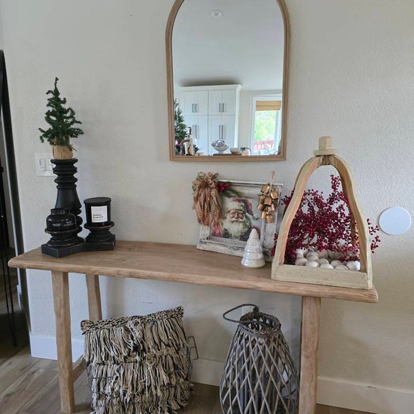 Wood Noodle Console Entry Table 4ft X 10"x 34" Weathered Blonde ...