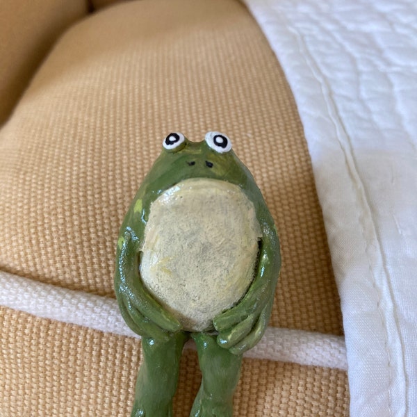 Handmade Polymer Clay Green Small Tiny Toad Figurine Personalized Gift ...