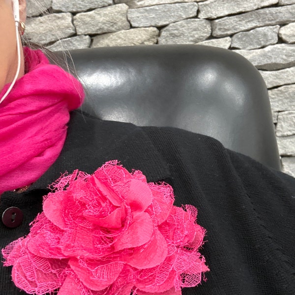 Magnetic Hold Feather Flower Pin,feather Flower Brooch 6-7” Large Black ...