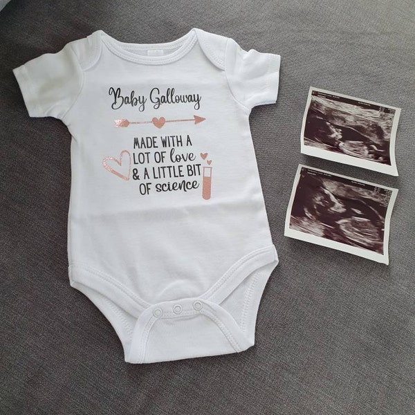 Personalised IVF Pregnancy Announcement Vest Birth Bodysuit Baby's ...