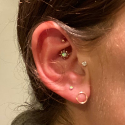 Surgical Steel Curved Barbell Piercing CZ, Rook Earring 18g 16g 14g ...