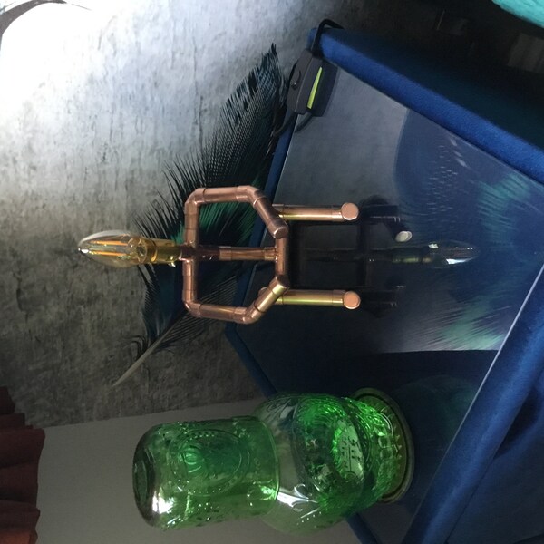 Large Double Light Copper Pipe Lamp Retro Man on A Bench Lamp Post ...