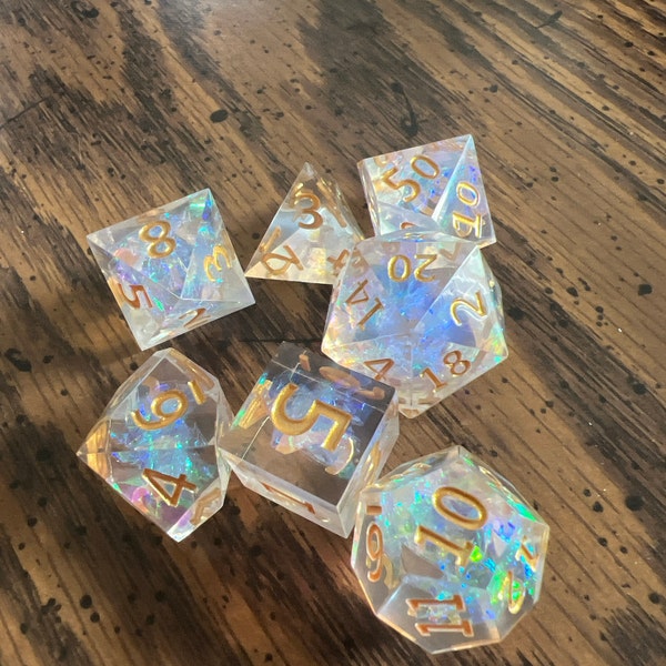 Rainbow DND Dice Set, Transparent Sharp Edge D&D Dice Full Set ...