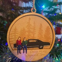 Supernatural Christmas Ornament, Sam, Dean and Baby, Handmade Wooden ...