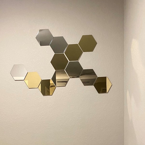Hexagon Shape Mirror Wall Decal Wall Sticker 3pcs - Etsy