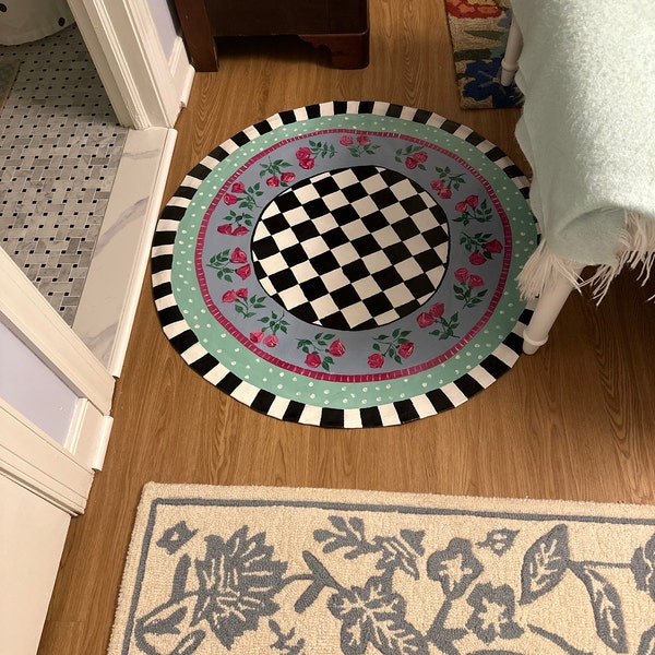 Floorcloth / Hand Painted Rug/ Country Primitive/ French Country - Etsy