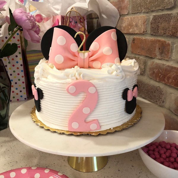 Edible Fondant Bow and Ears Cake Topper, Bow Topper. - Etsy