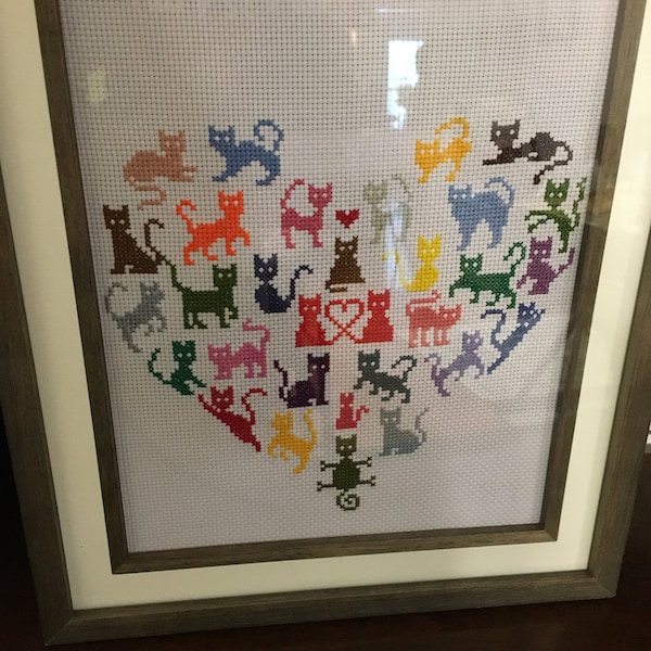 Heart and Cats 2 Cross Stitch Pattern - Instant Download PDF - Etsy