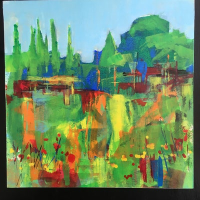 Abstract Landscape Painting 20x20cm Small Original Art - Etsy UK