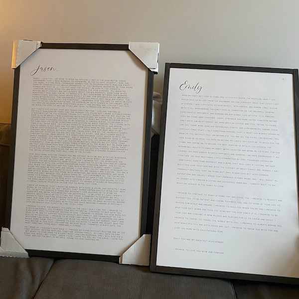 Custom Wedding Vows Sign Set | Personalized Anniversary Gift - Etsy