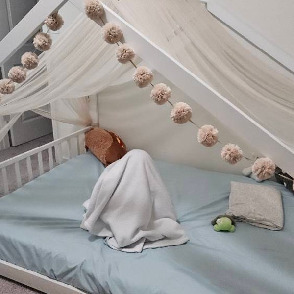 Kids Bed Canopy for Girls, Soft Smooth Play Tent, Crib Netting, Reading ...