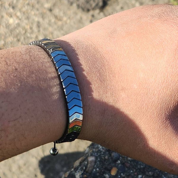 Groove Damascus Steel Bracelet for Men Cuff Handcrafted Bracelet for ...