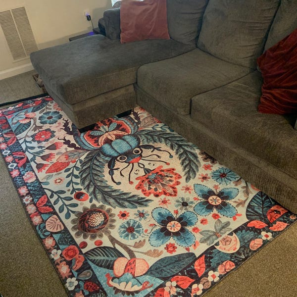 Scary Rug With A Zombie Figure for Classy Halloween Decor, Floral ...