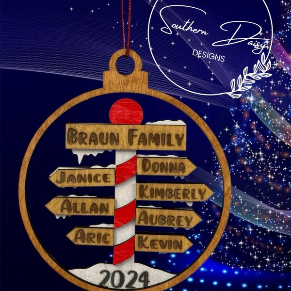 North Pole Family Name Ornament SVG, Family Ornament Laser Svg, North ...