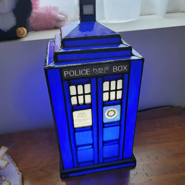 Handmade Stained Glass TARDIS Lamp – Real Glass Dr. Who Decor, Unique ...