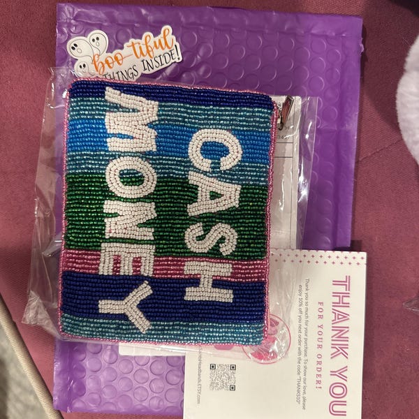 Preppy Coin Purse Beaded Bag Custom Purse Beaded Wallet Coin Pouch ...