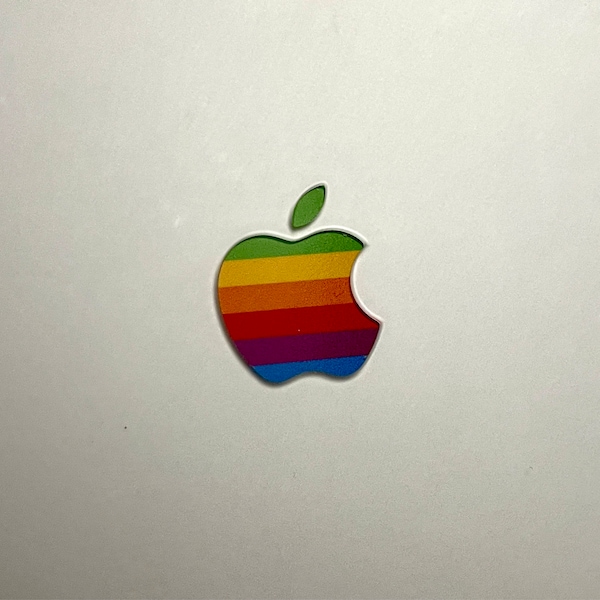 Rainbow Apple MacBook Decal Retro Apple Logo MacBook Sticker GLOWING ...