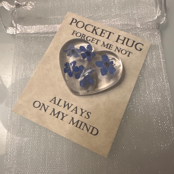 Forget Me Nots, Pocket Hug, Rememberance , Sympathy Gift, Celebration ...